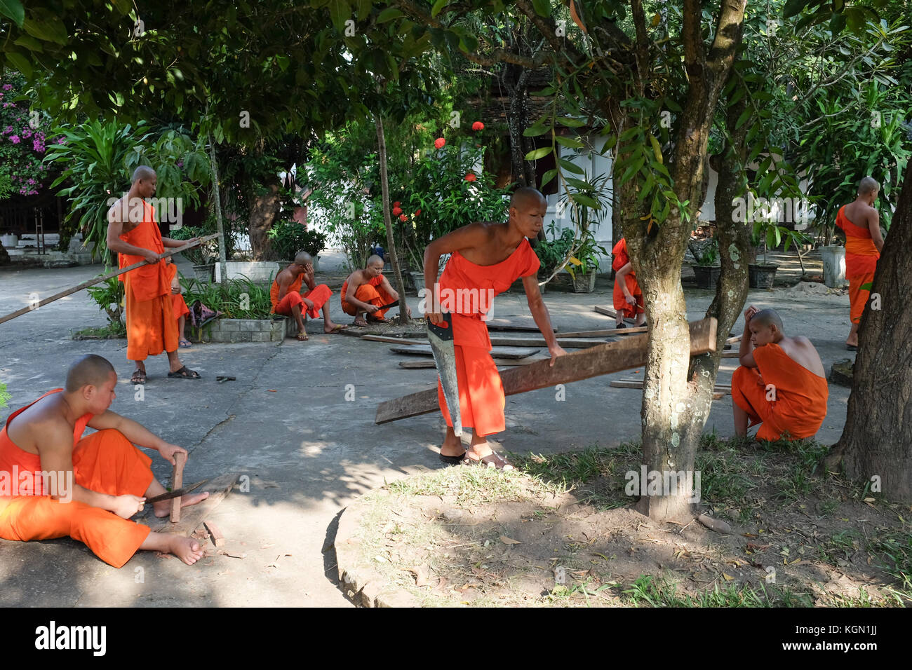 Monks are Working inside the temple Stock Photo - Alamy