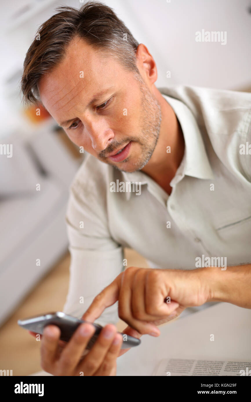 Smart handsome guy typing message hi-res stock photography and images ...