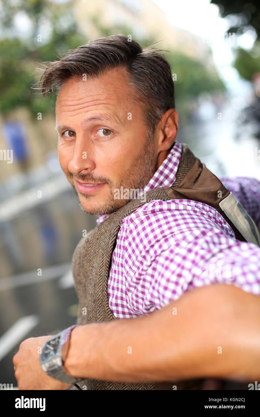Trendy handsome guy in town Stock Photo - Alamy