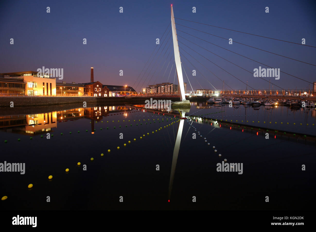 Swansea Sail Bridge, Maritime Quarter, Swansea, Wales, UK Stock Photo ...