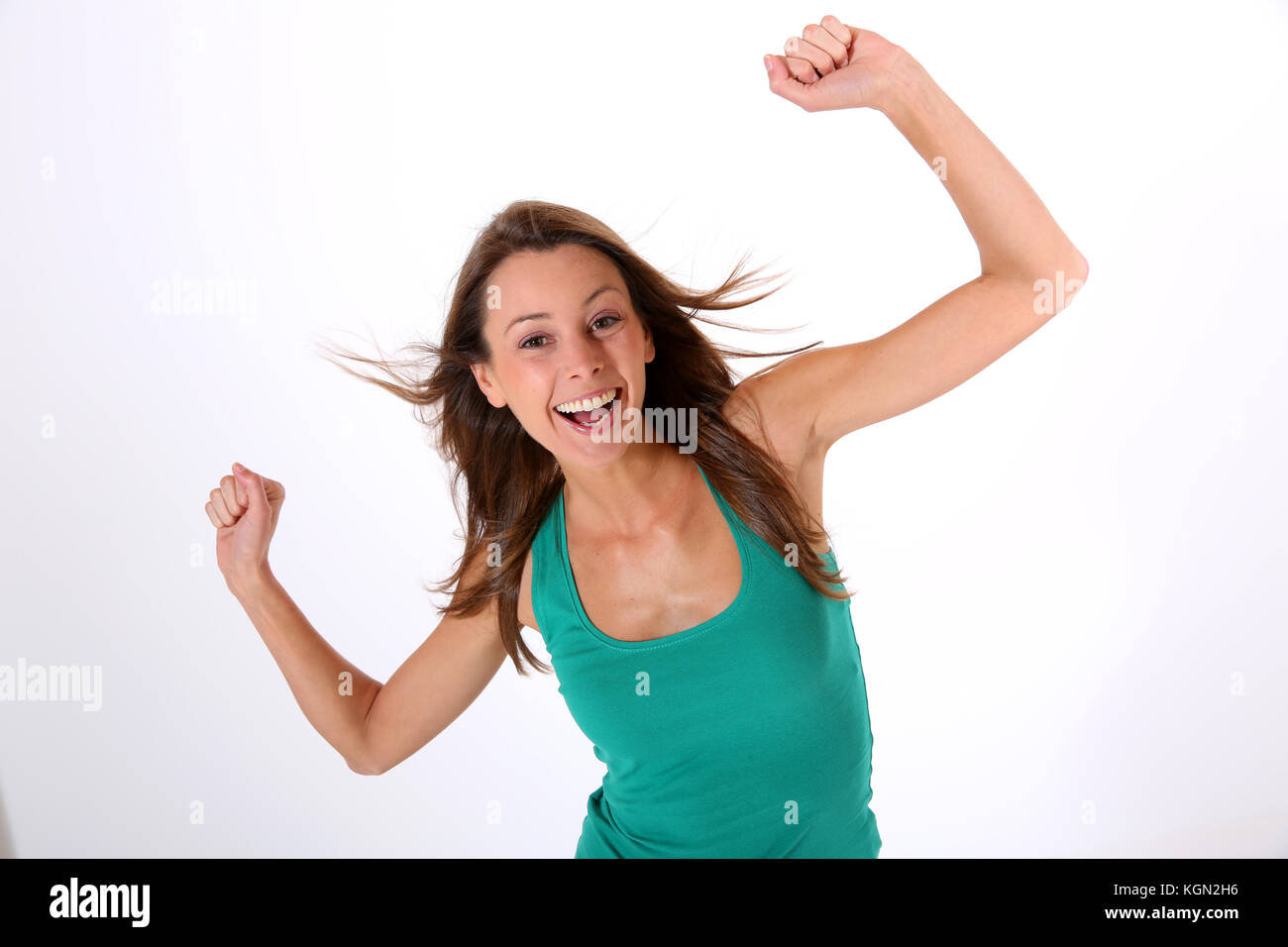 Girl arms up isolated hi-res stock photography and images - Alamy