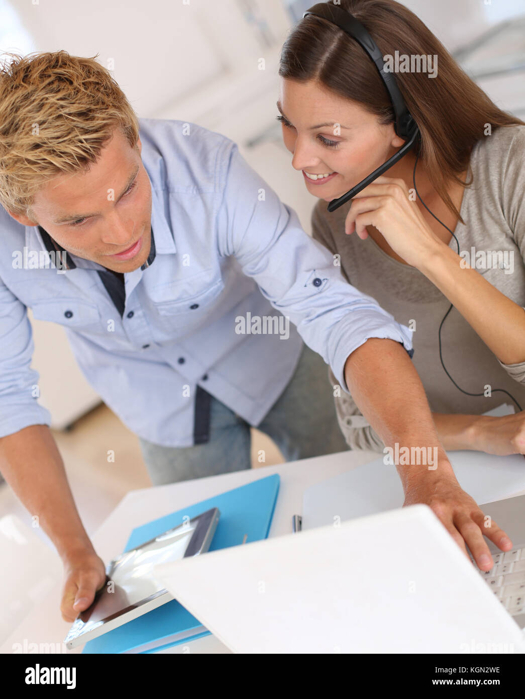 Business team calling client on the phone Stock Photo - Alamy
