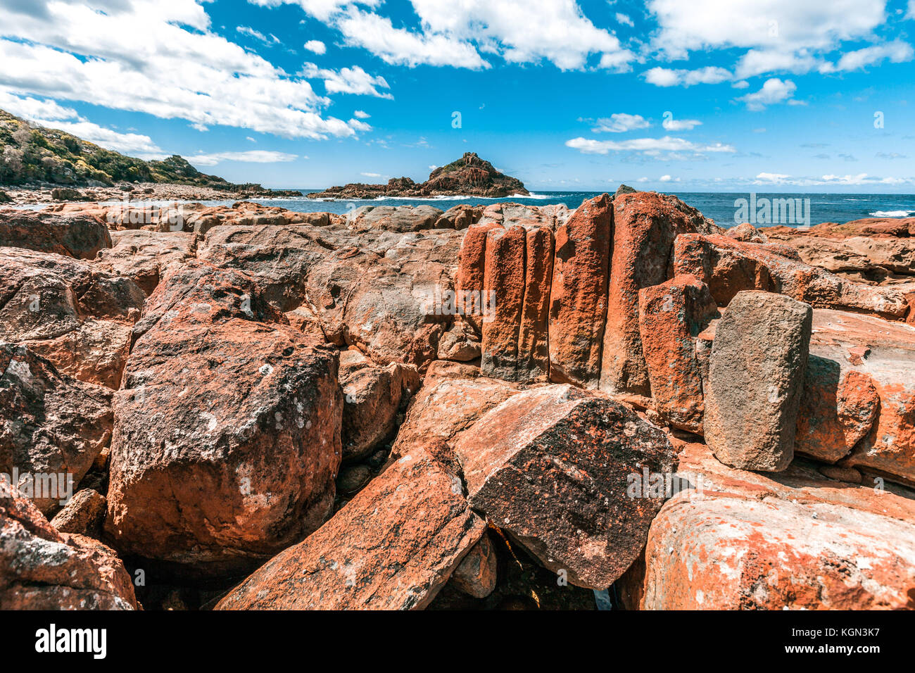 Unusual vivid rock formations in Mimosa Rocks National Park, NSW ...