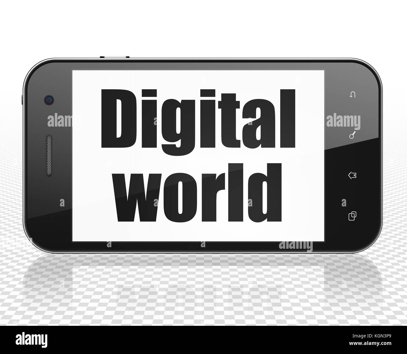 Information concept: Smartphone with Digital World on display Stock ...