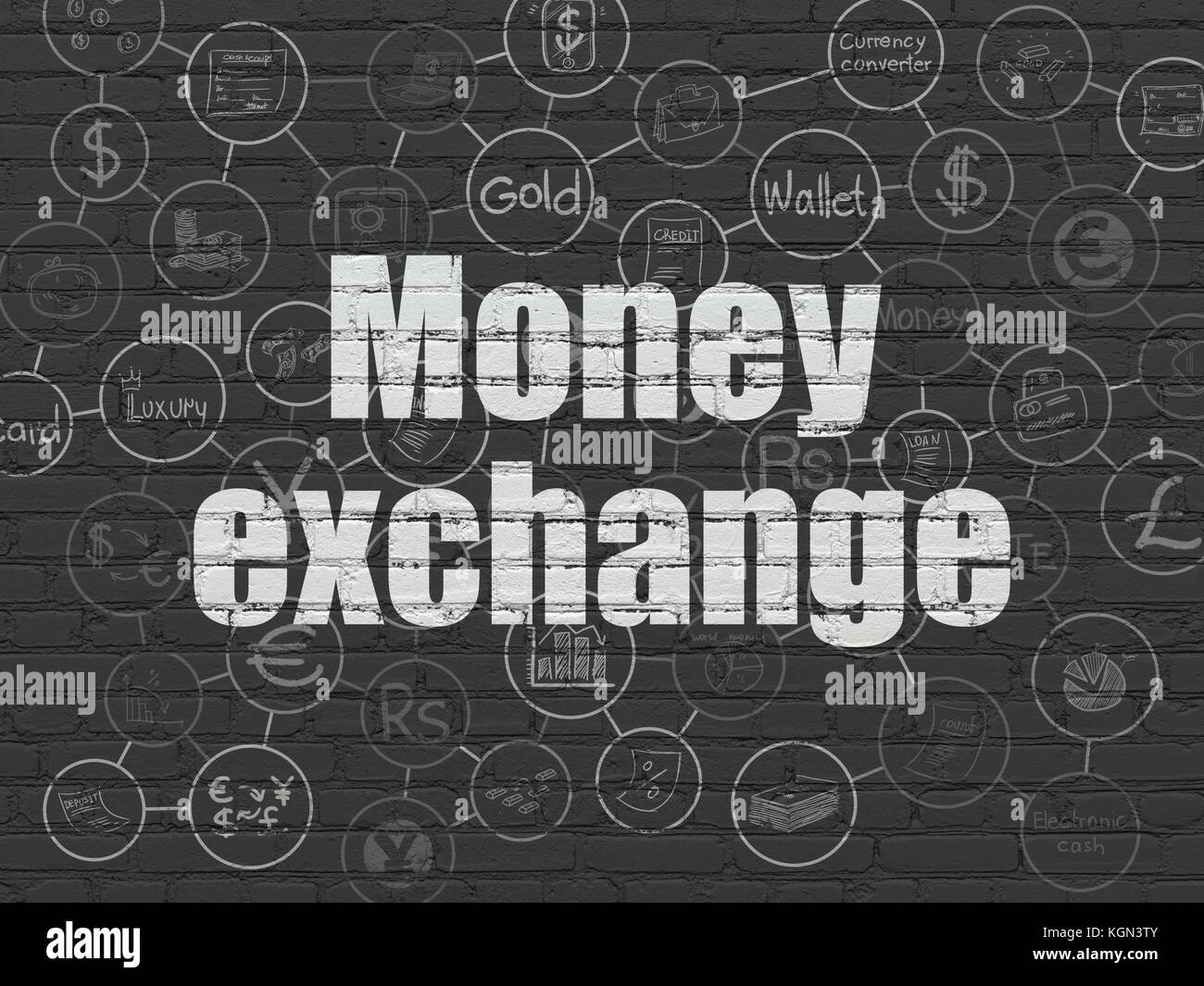 Currency concept: Money Exchange on wall background Stock Photo - Alamy