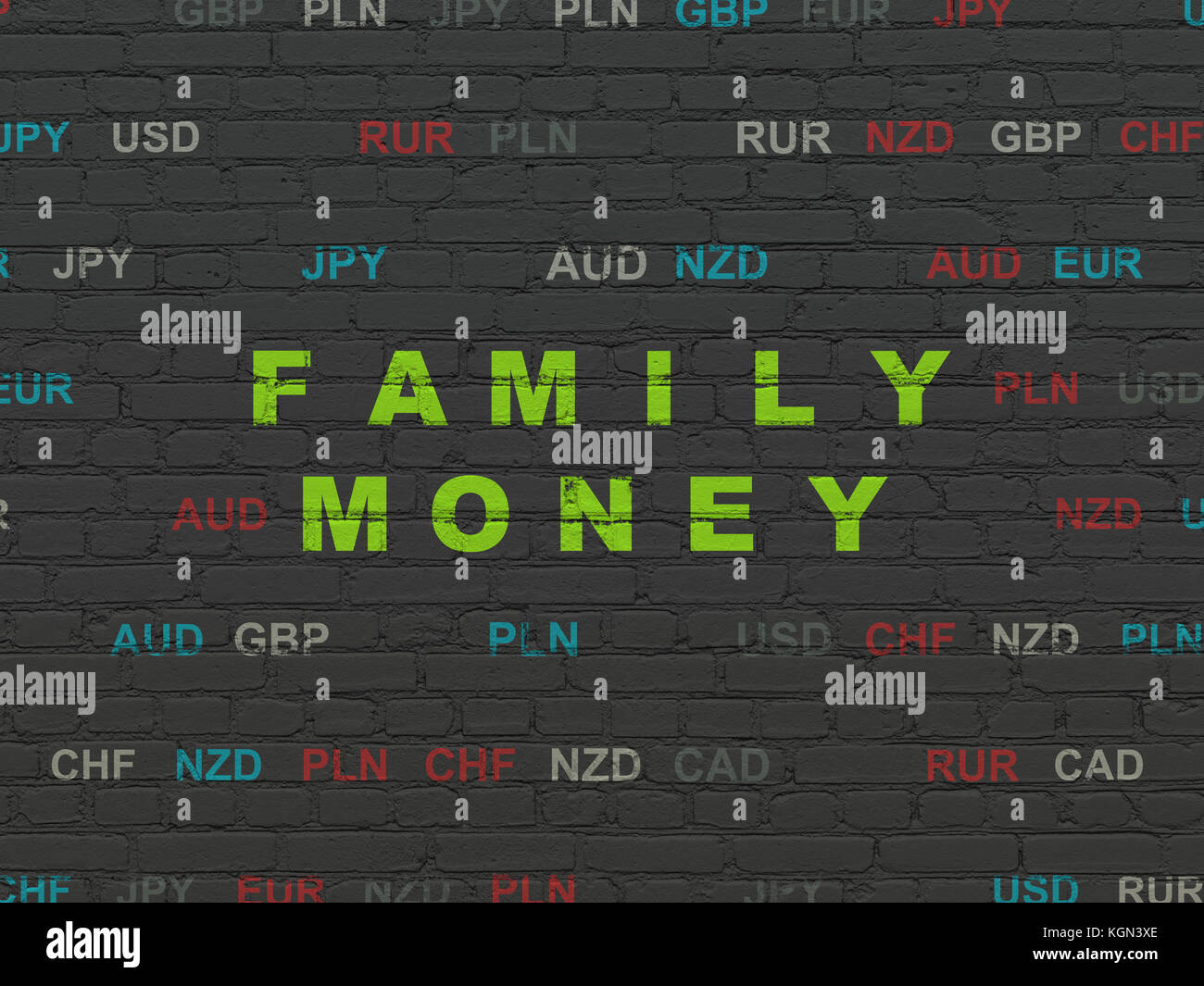 Money concept: Family Money on wall background Stock Photo - Alamy