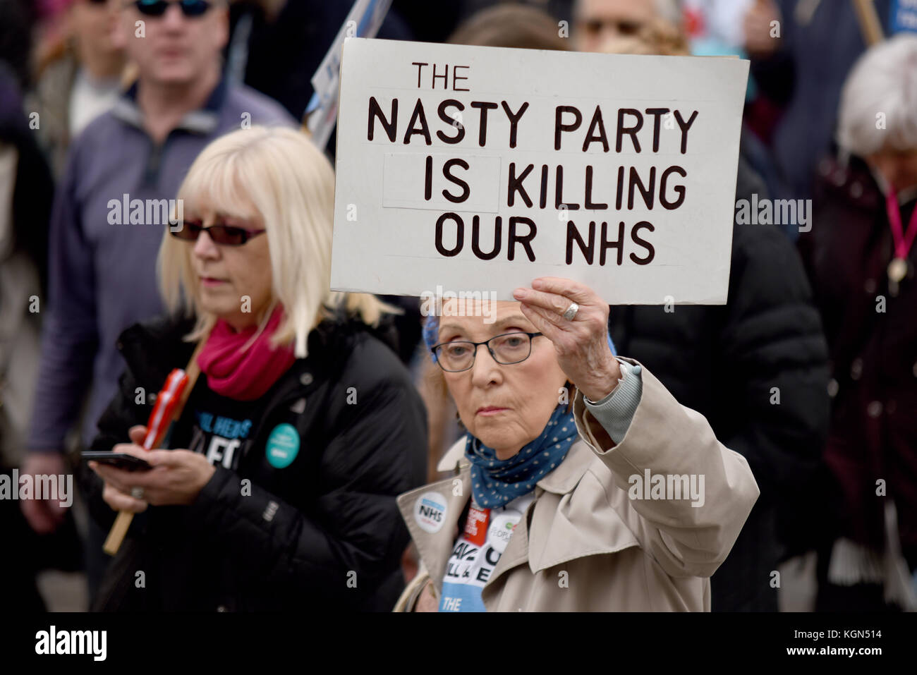 Nasty party killing NHS placard during Our NHS protest demonstration ...
