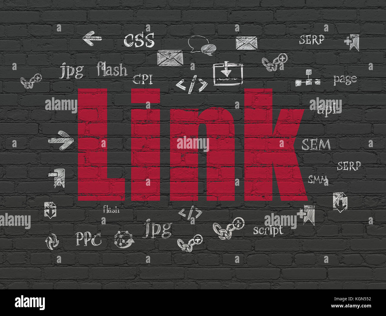 Web design concept: Link on wall background Stock Photo - Alamy