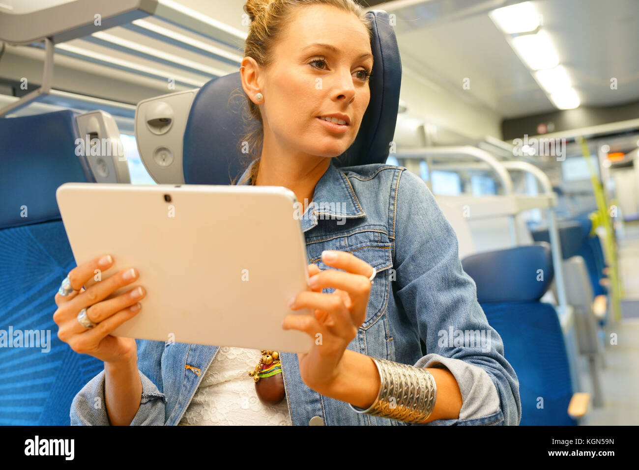 Person train tablet hi-res stock photography and images - Alamy