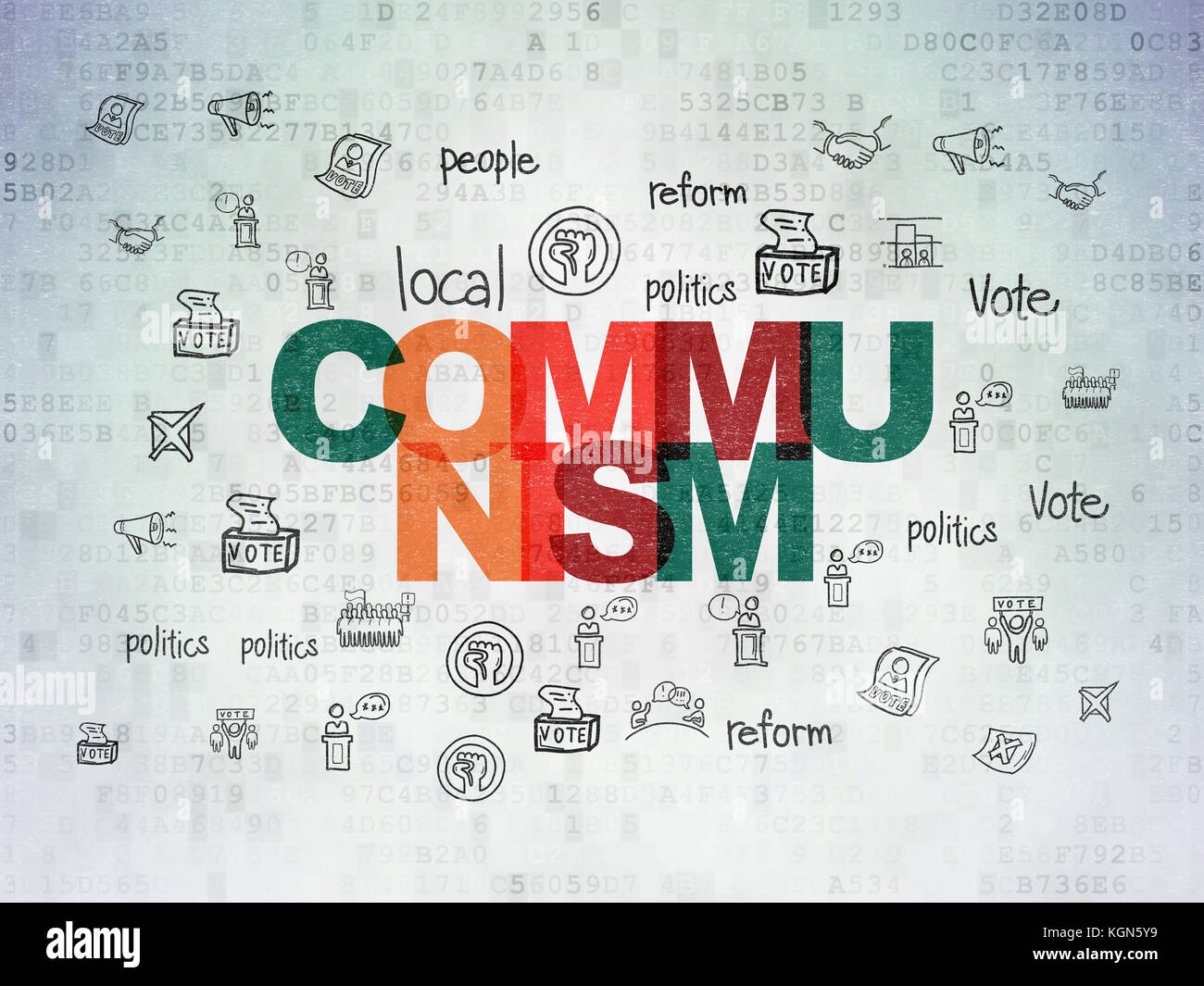 Political concept: Communism on Digital Data Paper background Stock ...