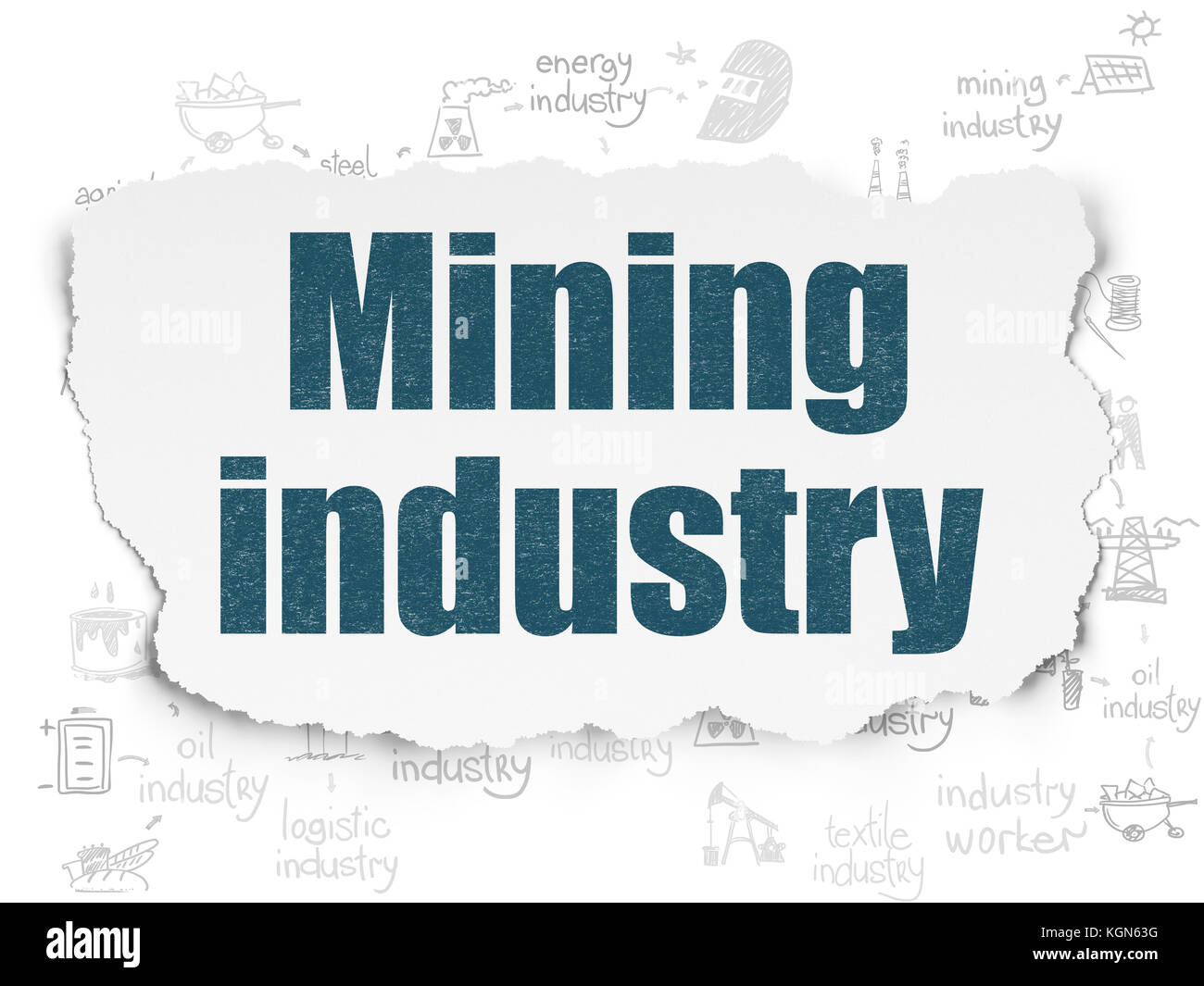 Manufacuring concept: Mining Industry on Torn Paper background Stock ...