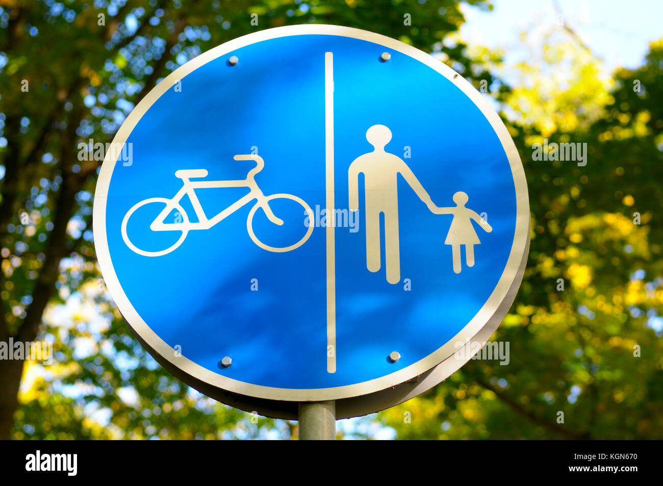 road sign for bikes and pedestrians Stock Photo - Alamy