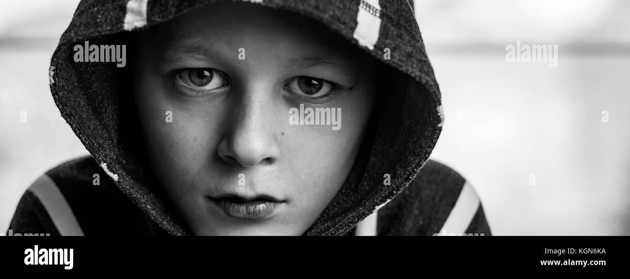 Sad Boy. Teenager with Sad Expression Face Close Up. Depression ...