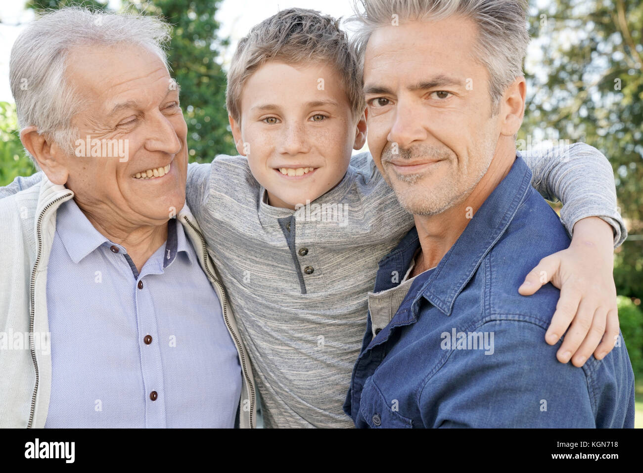 Portrait of three men generation Stock Photo - Alamy