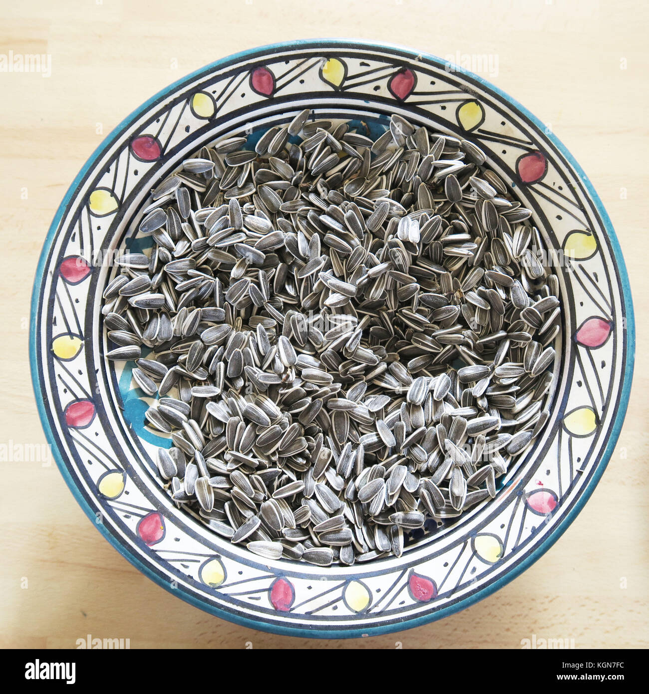 Decorated dish with sunflower seeds Stock Photo - Alamy