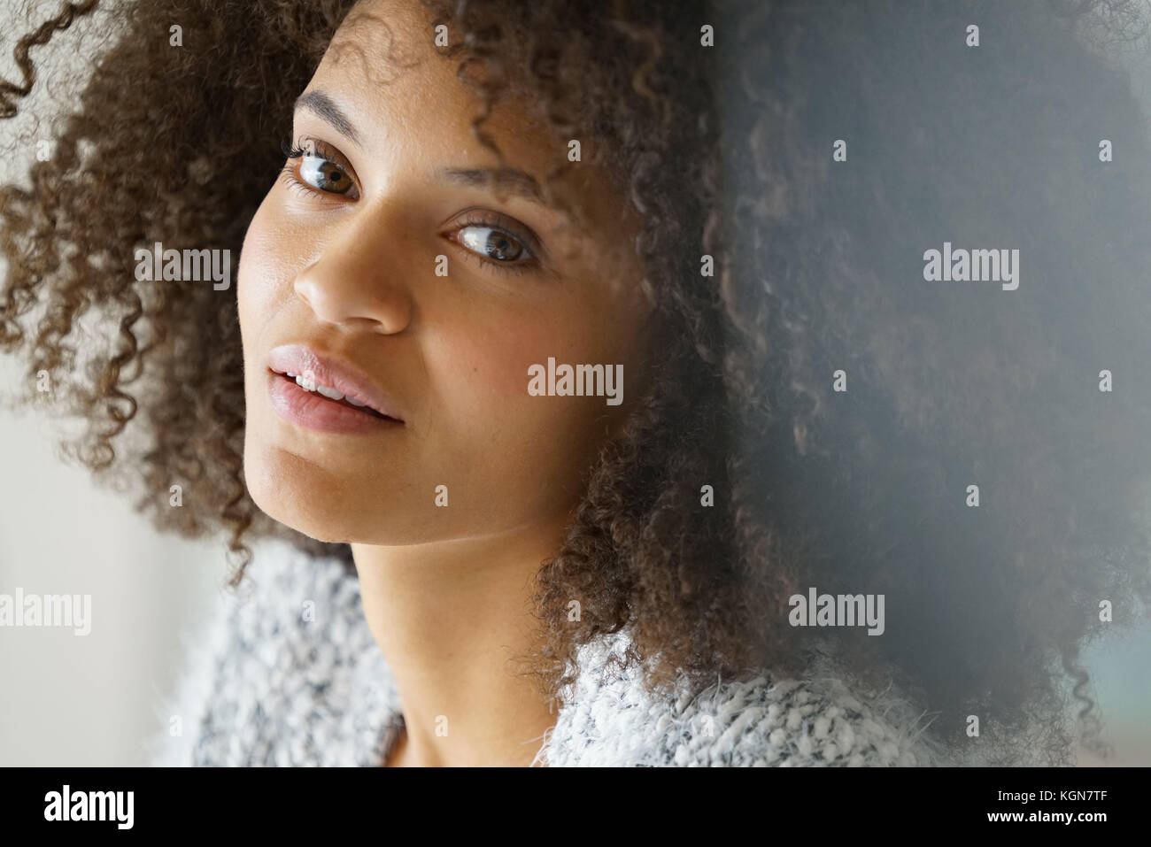Closeup portrait smiling mixed race hi-res stock photography and images ...