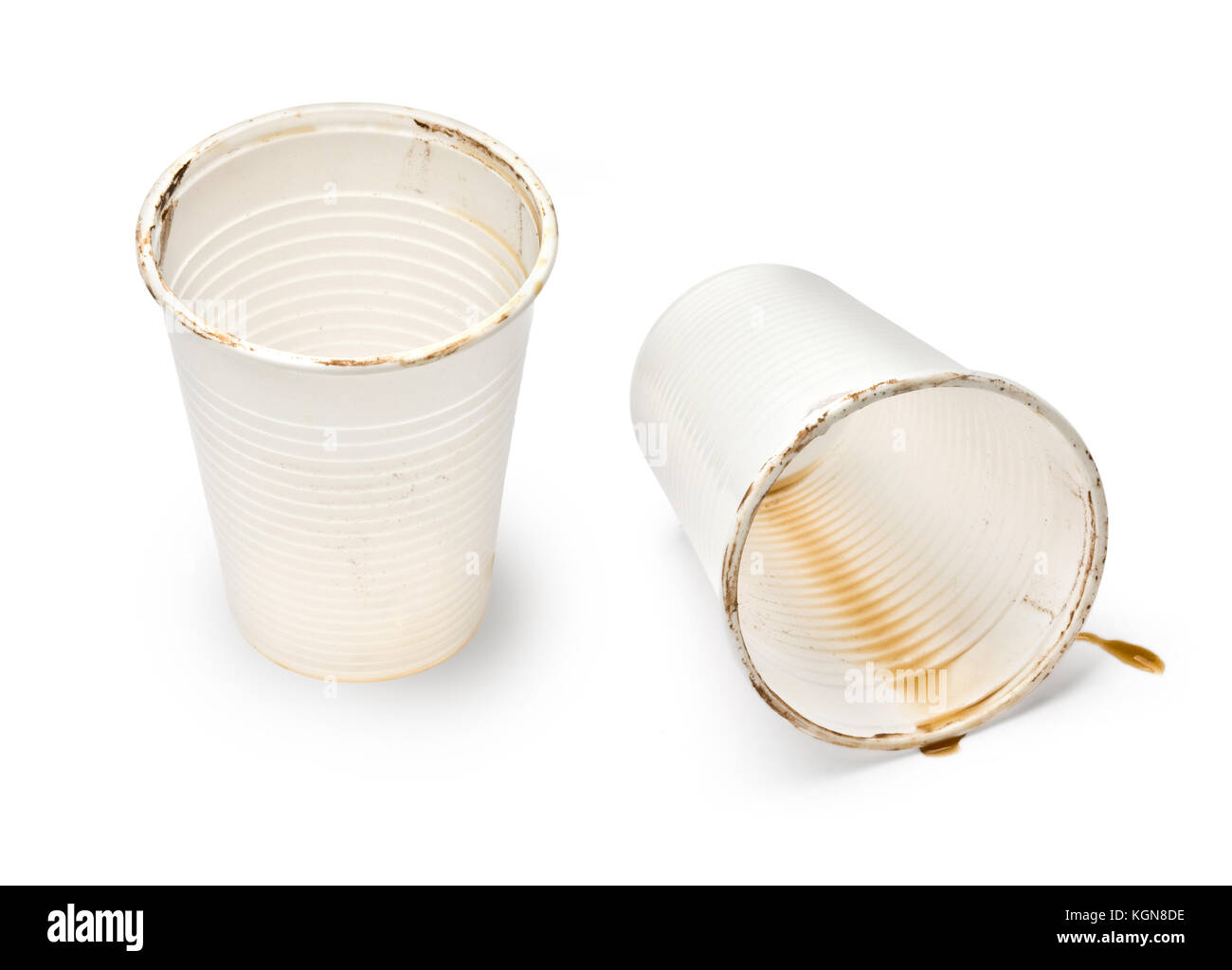 close up of empty used coffee cups on white background Stock Photo - Alamy