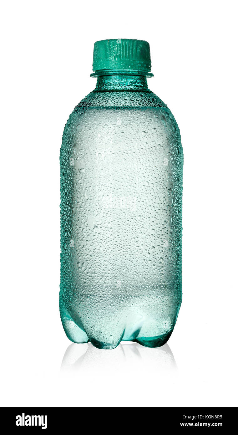 wet plastic water bottle on a white background Stock Photo - Alamy