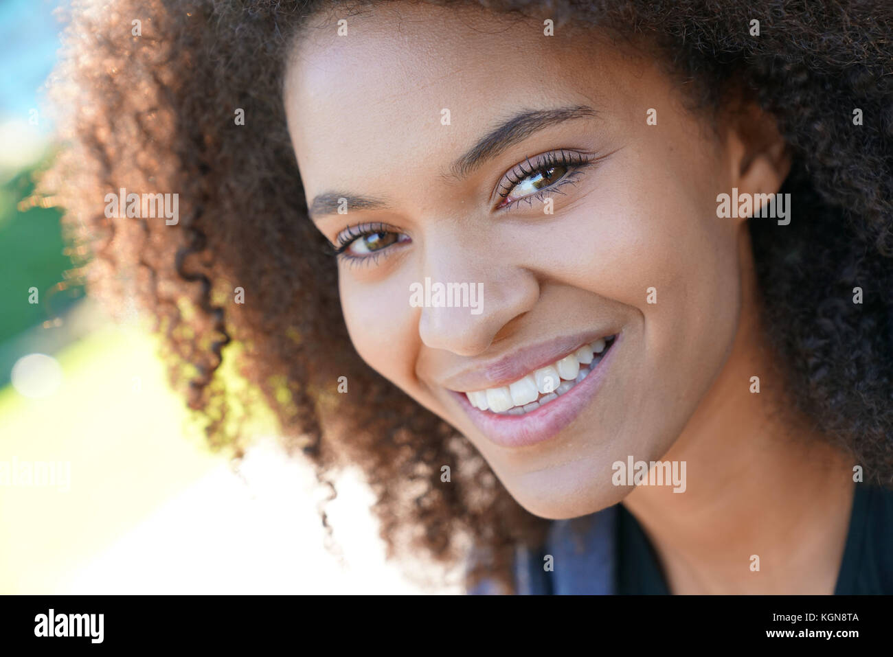 Portrait of beautiful mixed raced girl in Roosevelt island Stock Photo ...