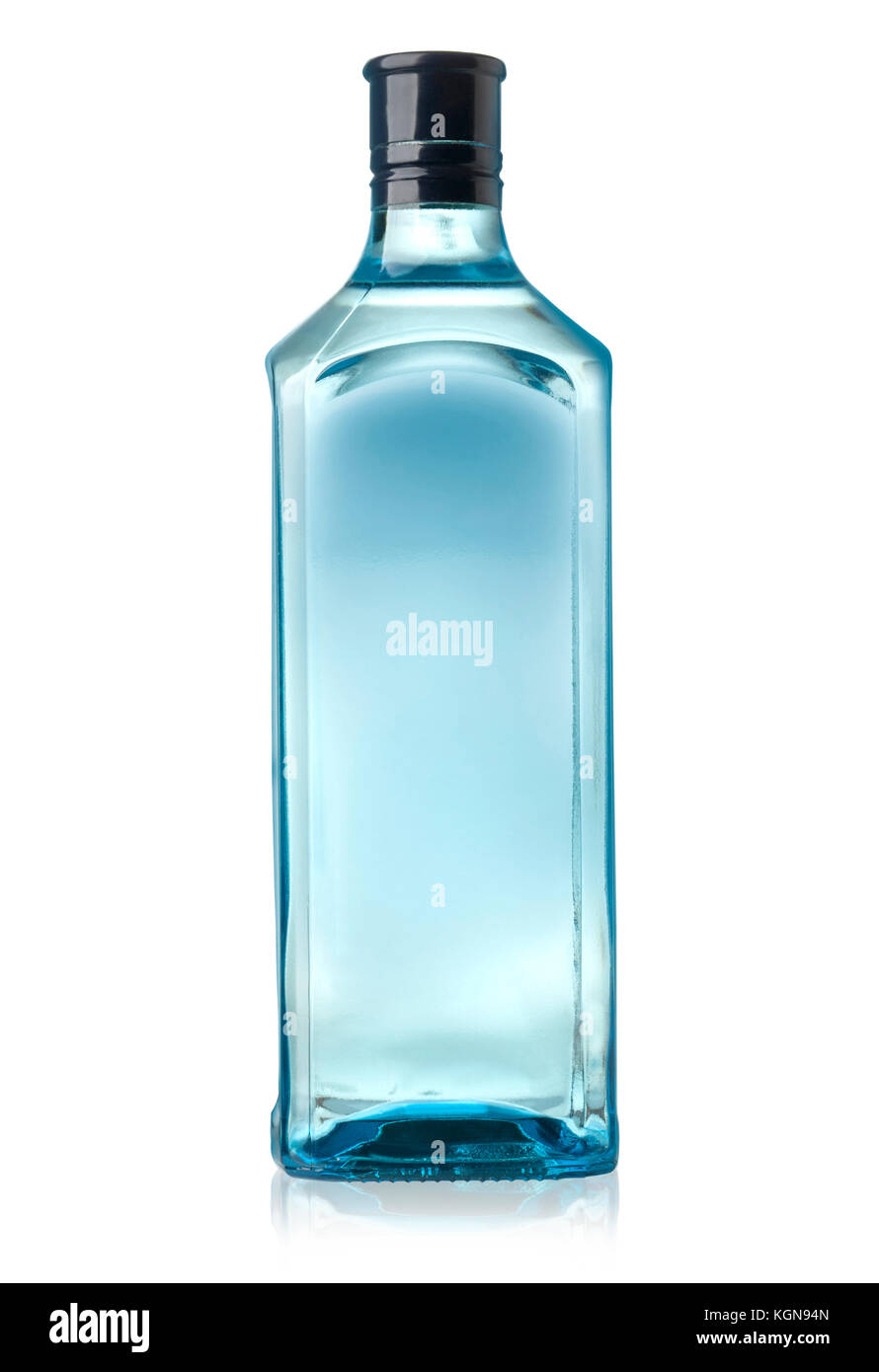 Bottle of blue rum on a white background. with clipping path Stock ...