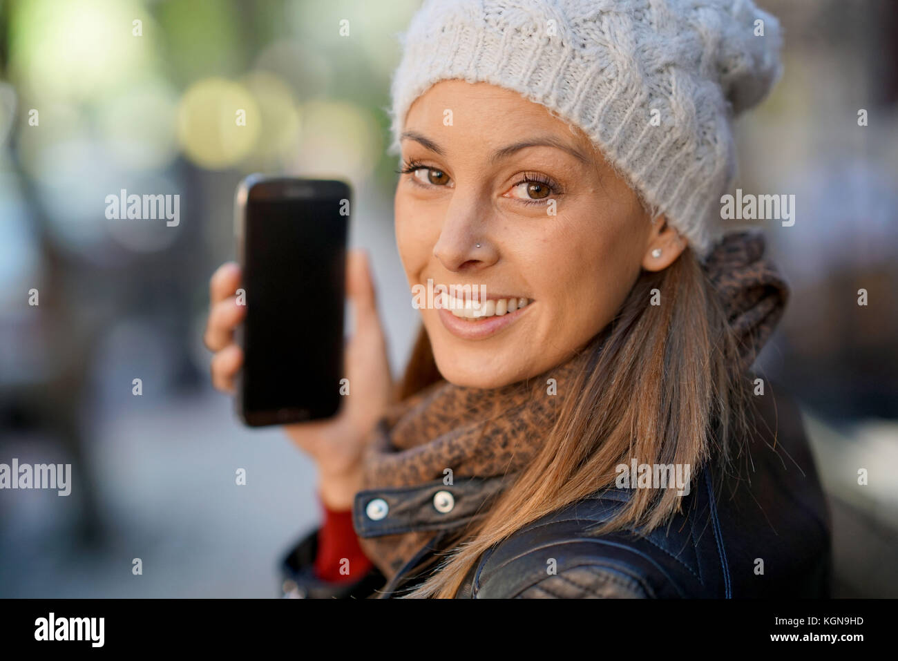 Cheerful girl hat using hi-res stock photography and images - Alamy