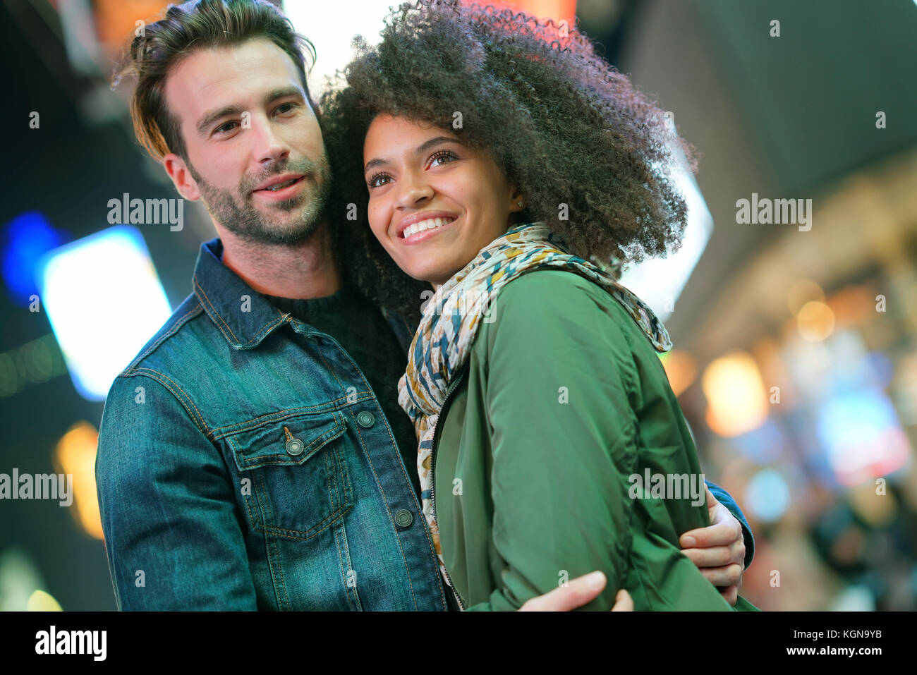 Woman times square hi-res stock photography and images - Alamy