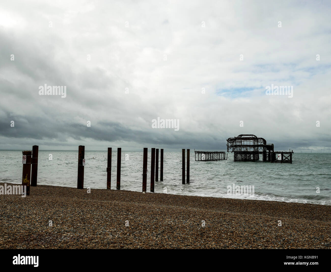 Wreckage of English seaside pier Brighton Stock Photo - Alamy
