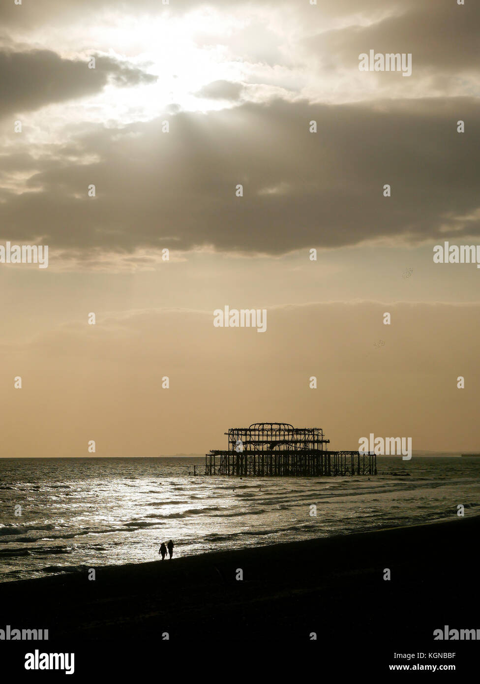 Wreckage of English seaside pier Brighton Stock Photo - Alamy