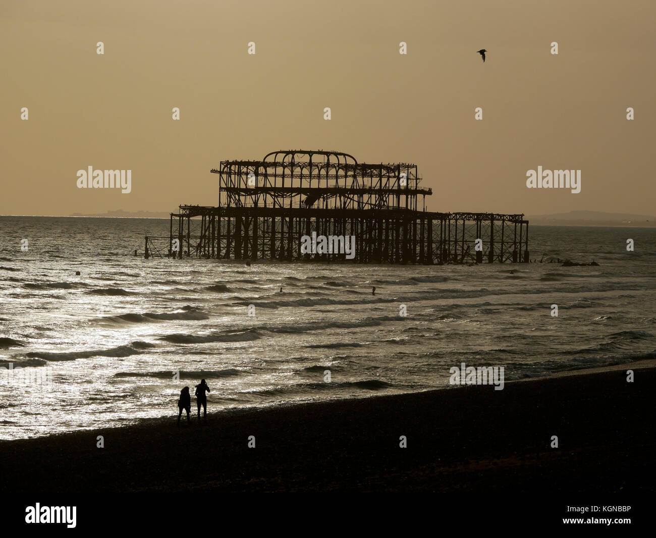 Wreckage of English seaside pier Brighton Stock Photo - Alamy