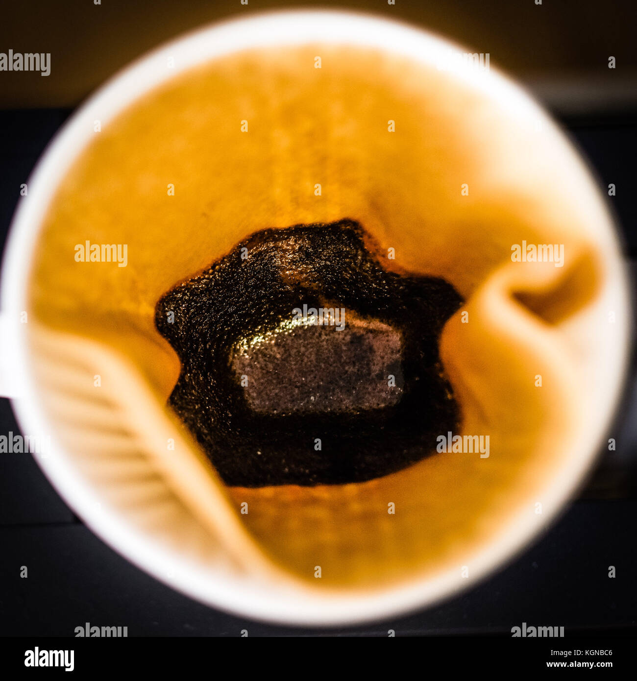 Water running through a filter coffee filter Stock Photo - Alamy
