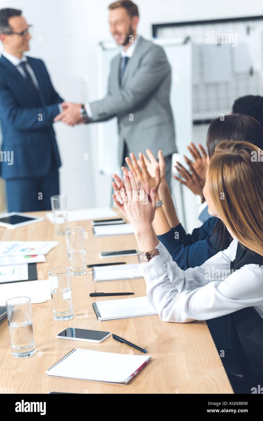 boss shaking hand of manager Stock Photo - Alamy