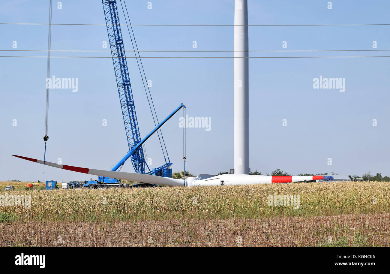 Construction of a wind farm in Alibunar, Serbia Stock Photo - Alamy