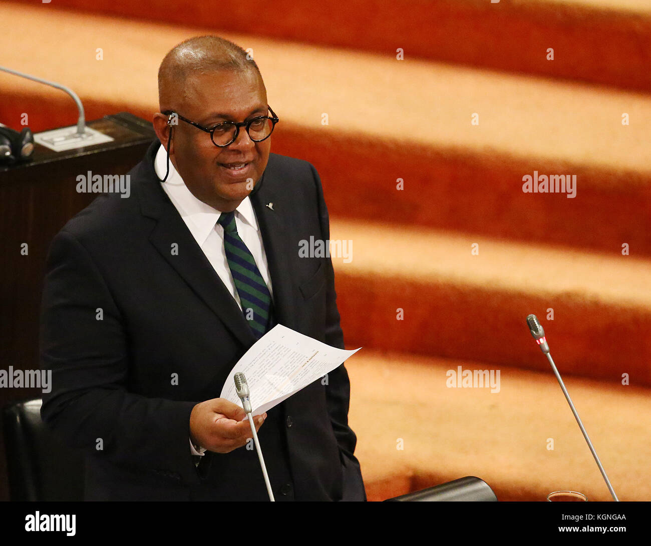 Colombo, Sri Lanka. 9th Nov, 2017. Sri Lankan Finance Minister Mangala ...