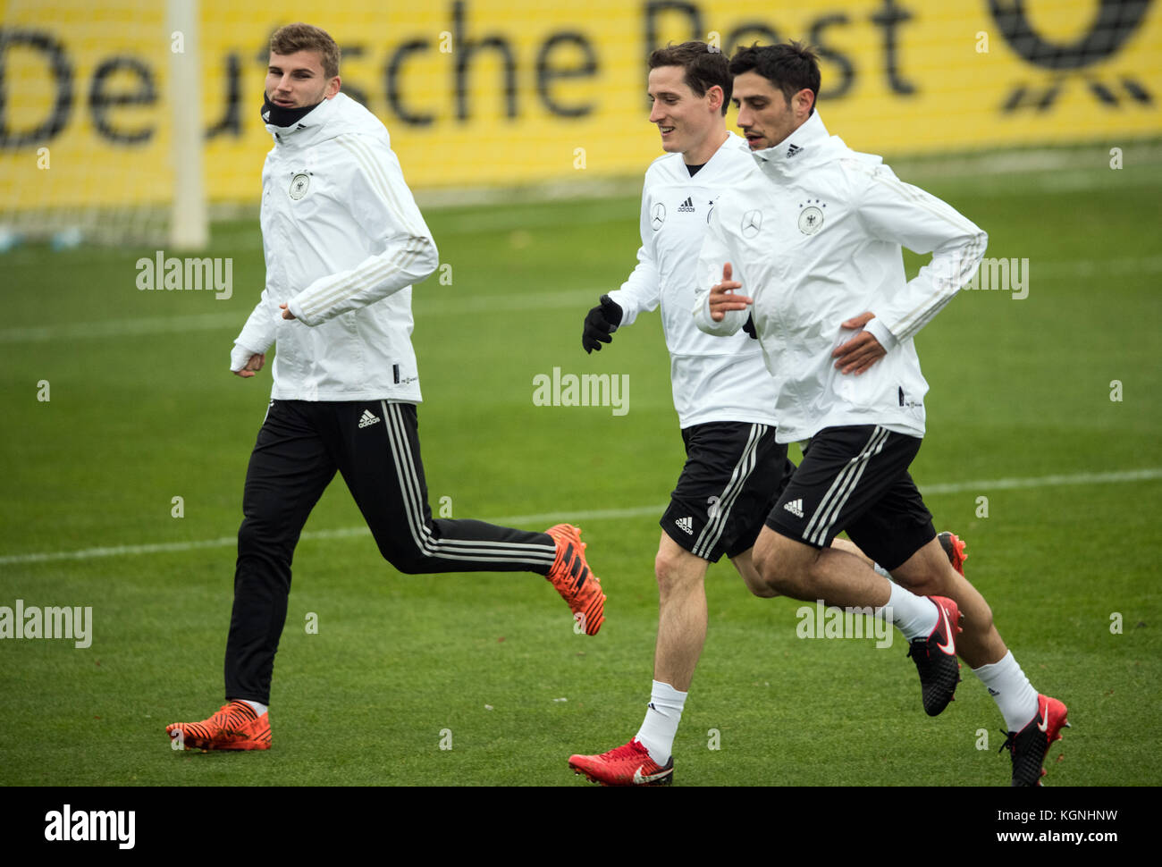 Berlin, Germany. 9th Nov, 2017. (l-r) Timo Wagner, Sebastian Rudy and ...