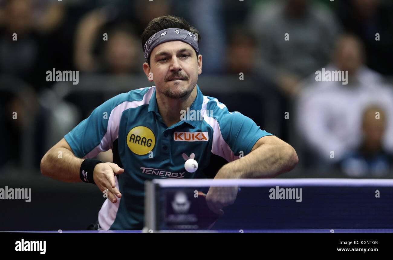 Magdeburg, Germany. 10th Nov, 2017. Timo Boll from Germany in action ...