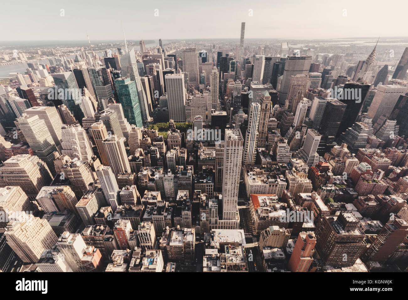 High angle view of Manhattan seen from Empire State Building, New York ...