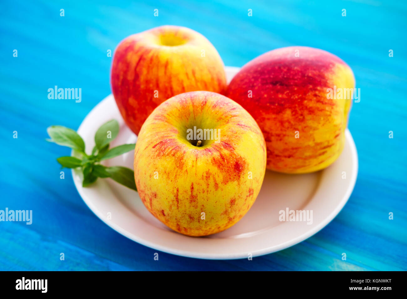 Healthy apple on plate Stock Photo - Alamy