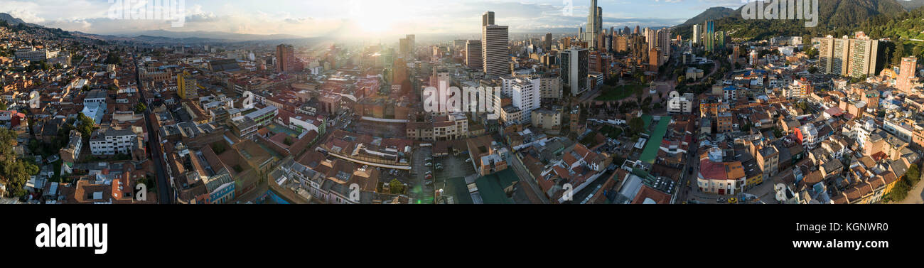 Panoramic view of cityscape during sunset, Bogota, Columbia Stock Photo ...