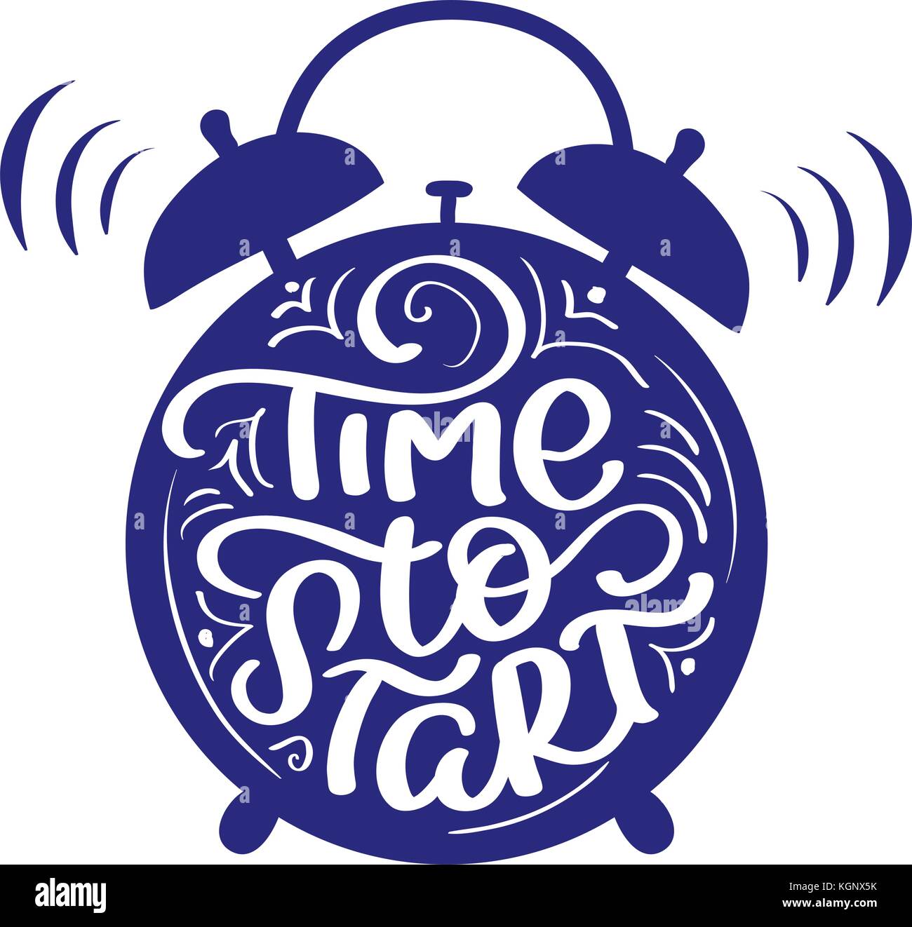 Time to start modern calligraphy lettering style text with alarm clock ...