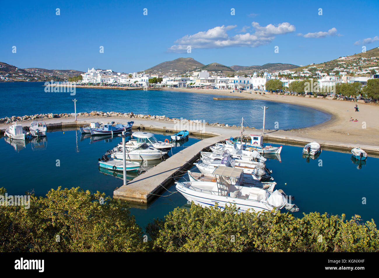 Small harbour at Parikia, Paros, Cyclades, Greece, Mediterranean Sea ...