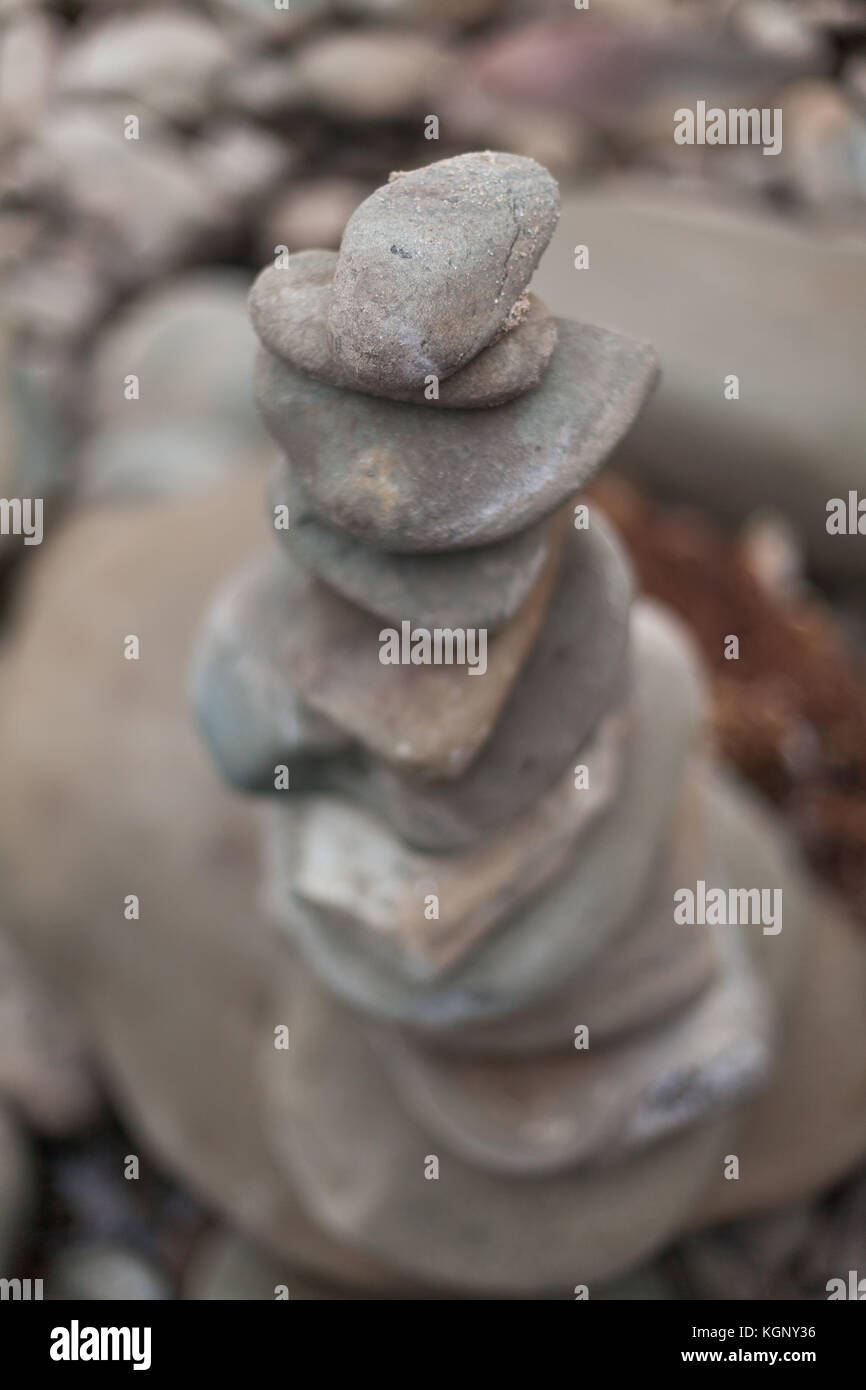 Rock stacks made by tourists located at Wongarra on the Great Ocean ...