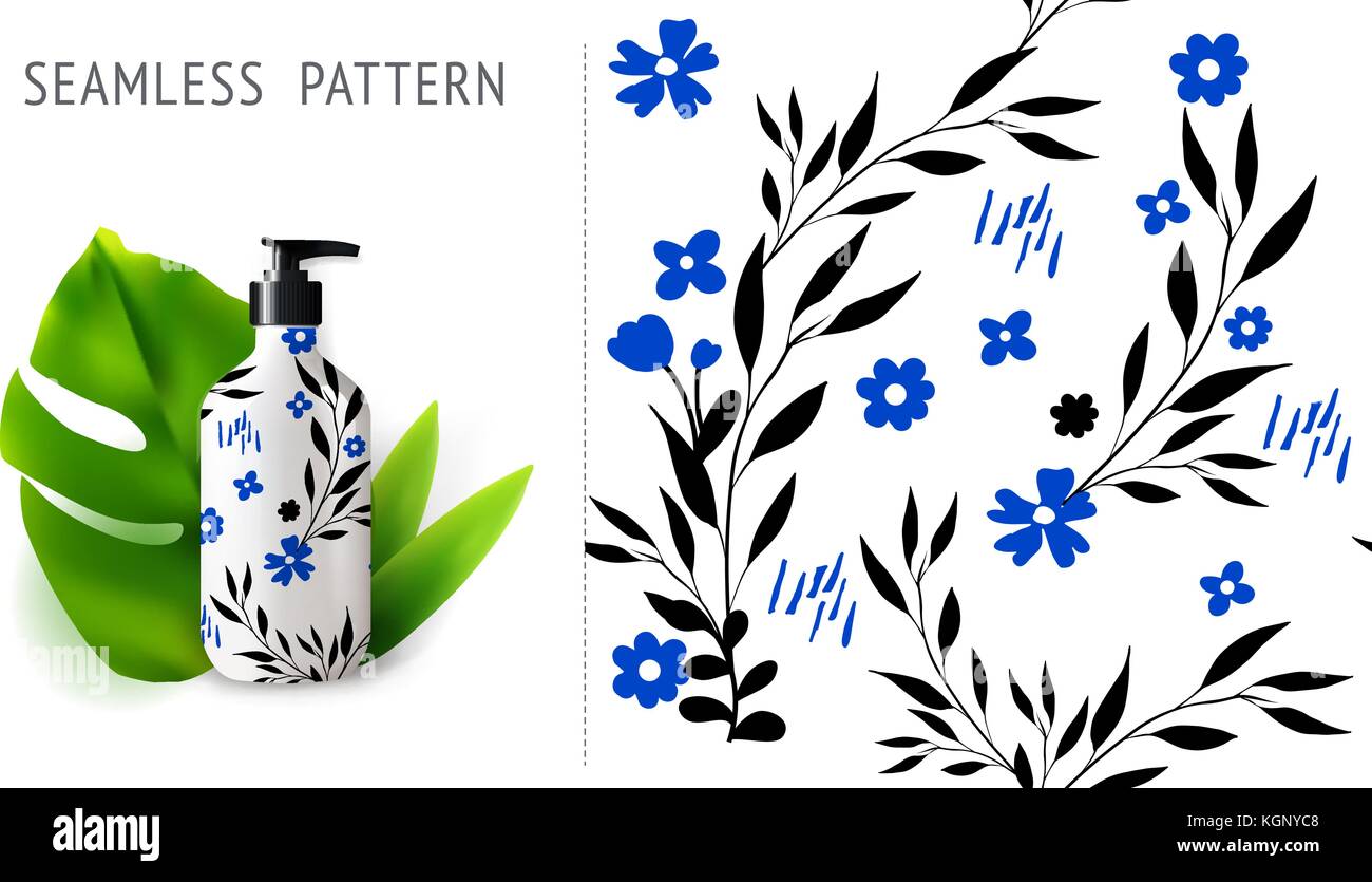 Summer seamless patterns, demonstrated on mockup installation with ...