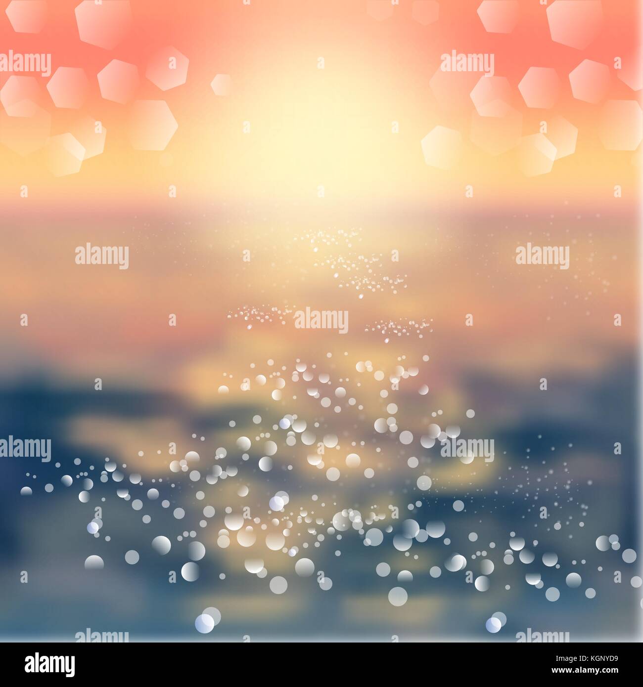 Spring and summer watercolor ocean background with shining sparks and ...