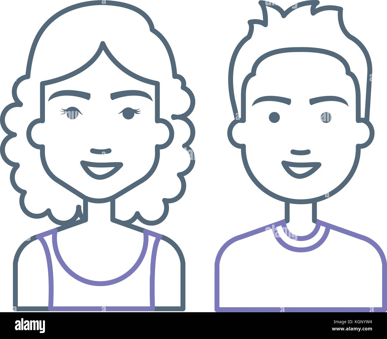 lovers couple avatars characters vector illustration design Stock ...
