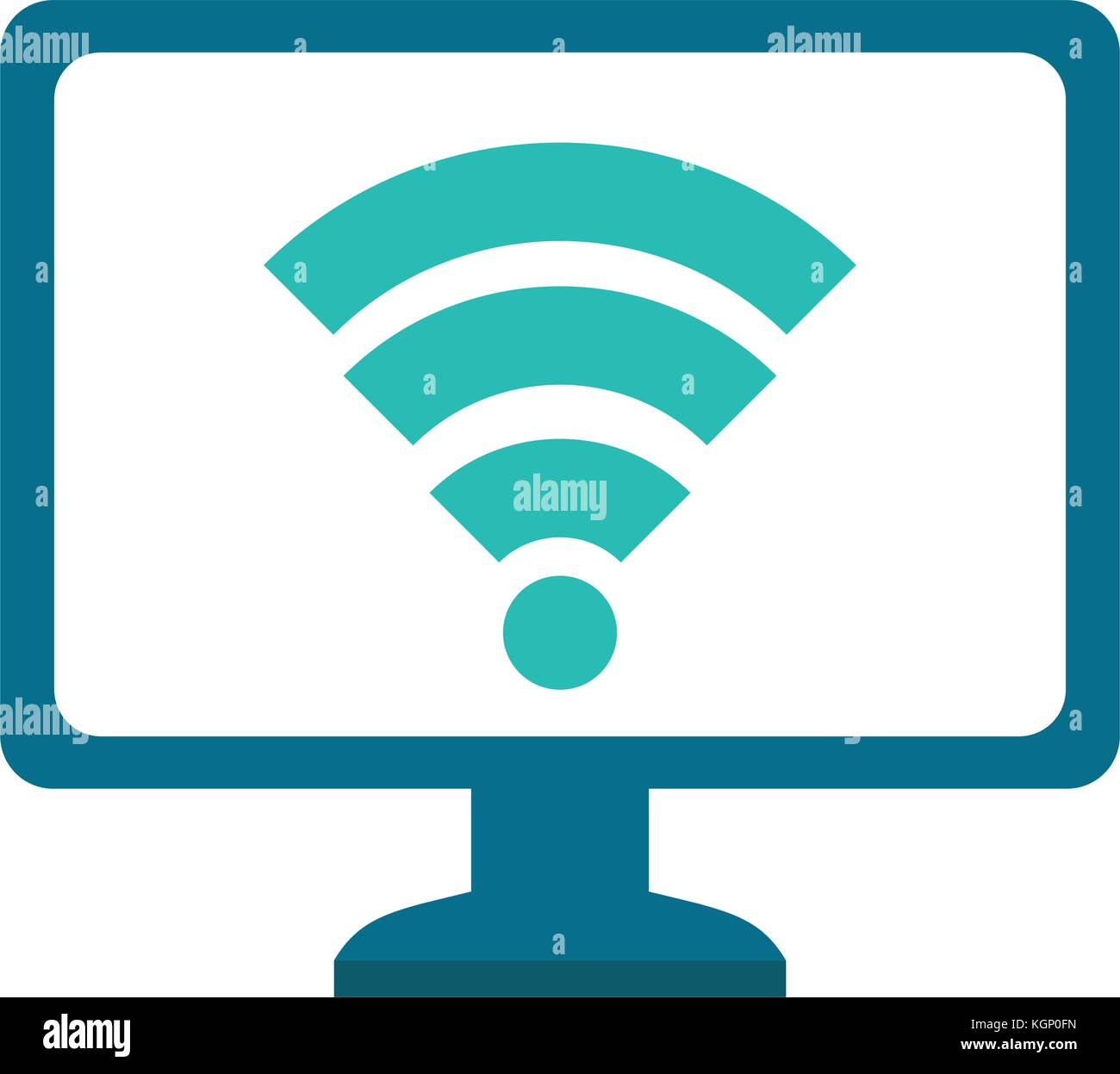 computer display with wifi signal vector illustration design Stock ...