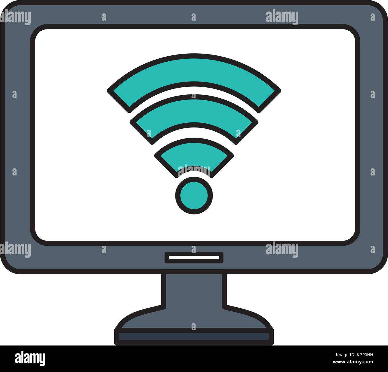 computer display with wifi signal vector illustration design Stock ...