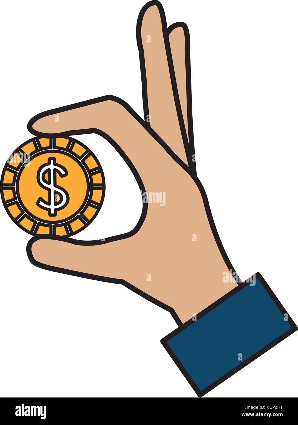 hand with coin money vector illustration design Stock Vector Image ...