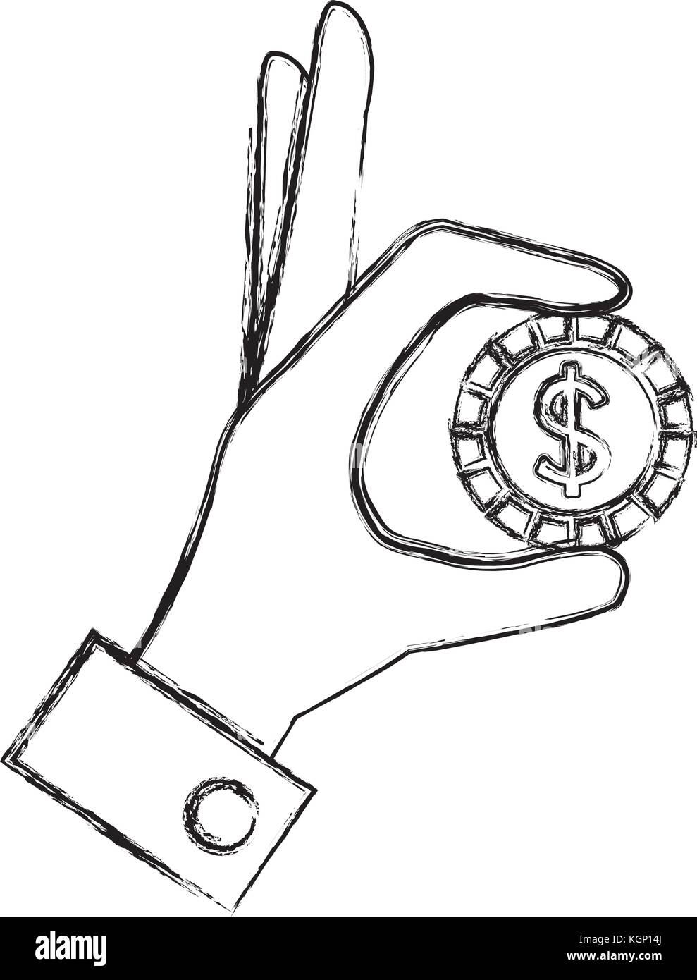 hand with coin money vector illustration design Stock Vector Image ...