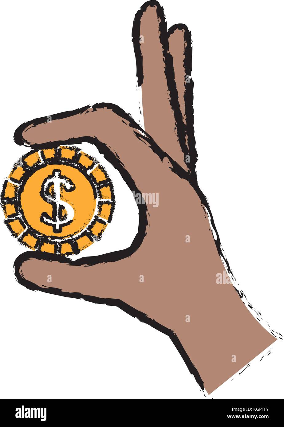 hand with coin money vector illustration design Stock Vector Image ...