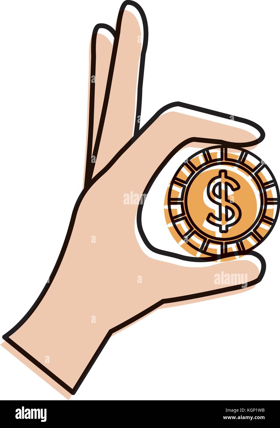 hand with coin money vector illustration design Stock Vector Image ...